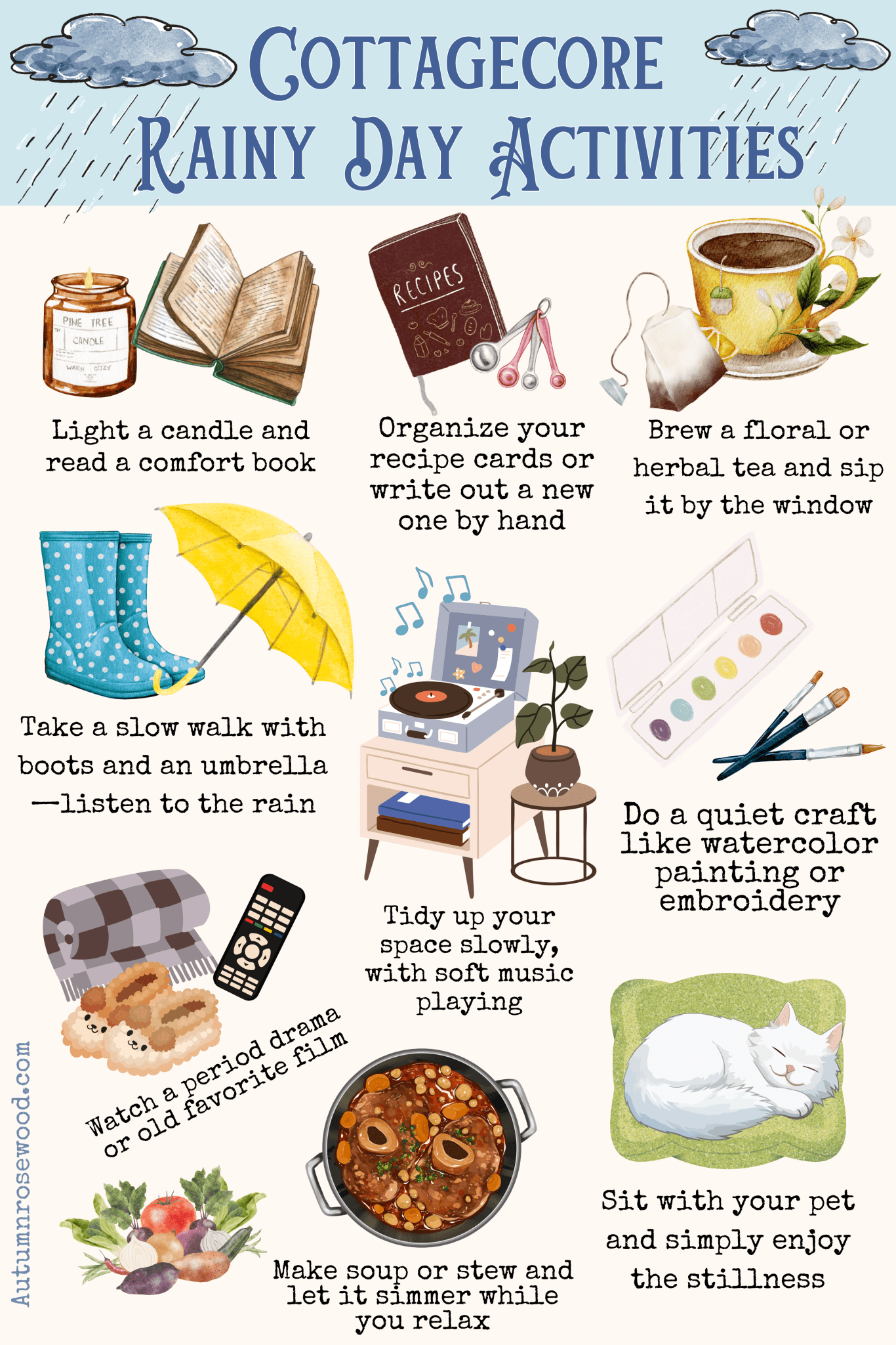 Cottagecore Rainy Day Activities – Autumn Rosewood