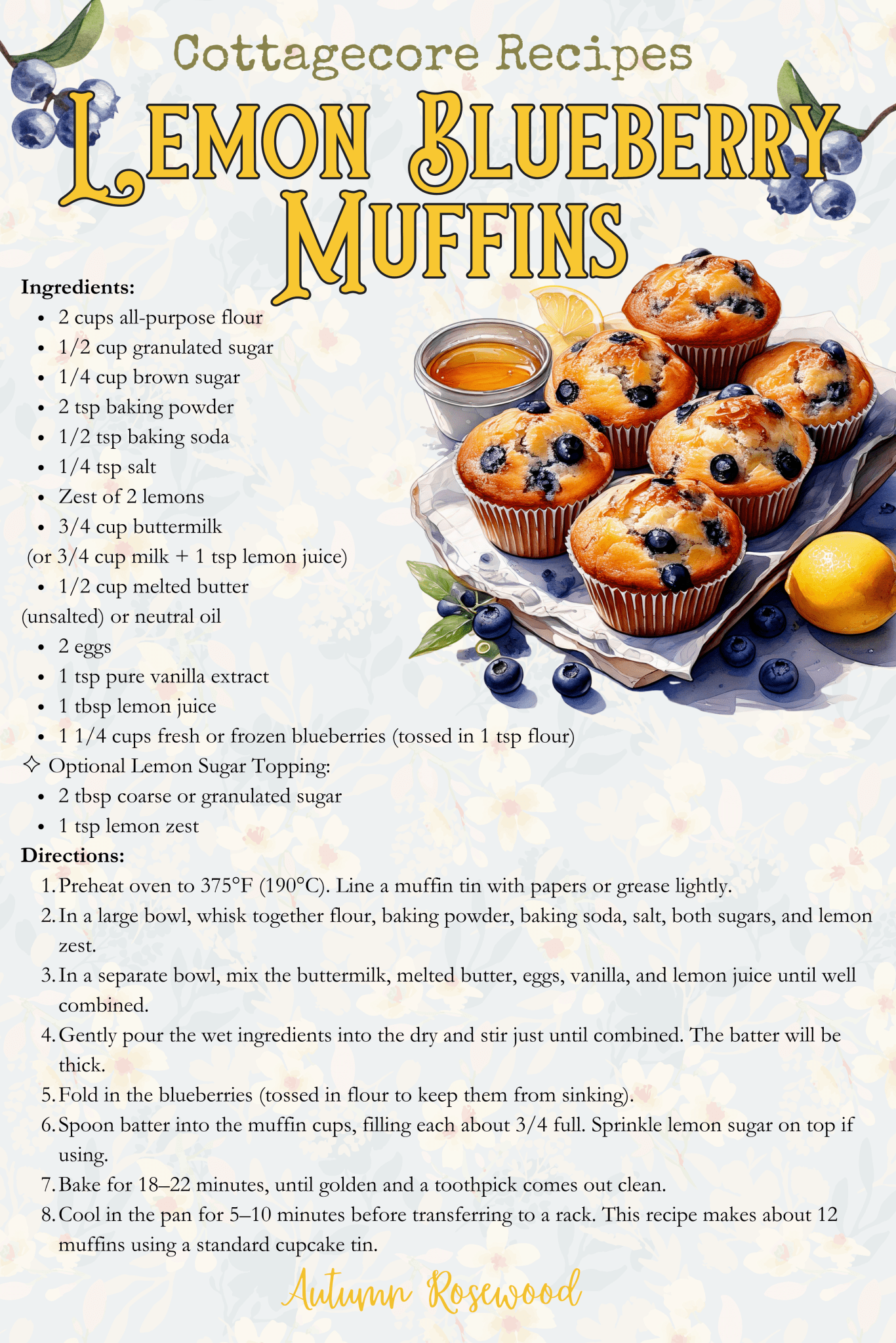 Lemon Blueberry Muffins from the Cottage Kitchen – Autumn Rosewood