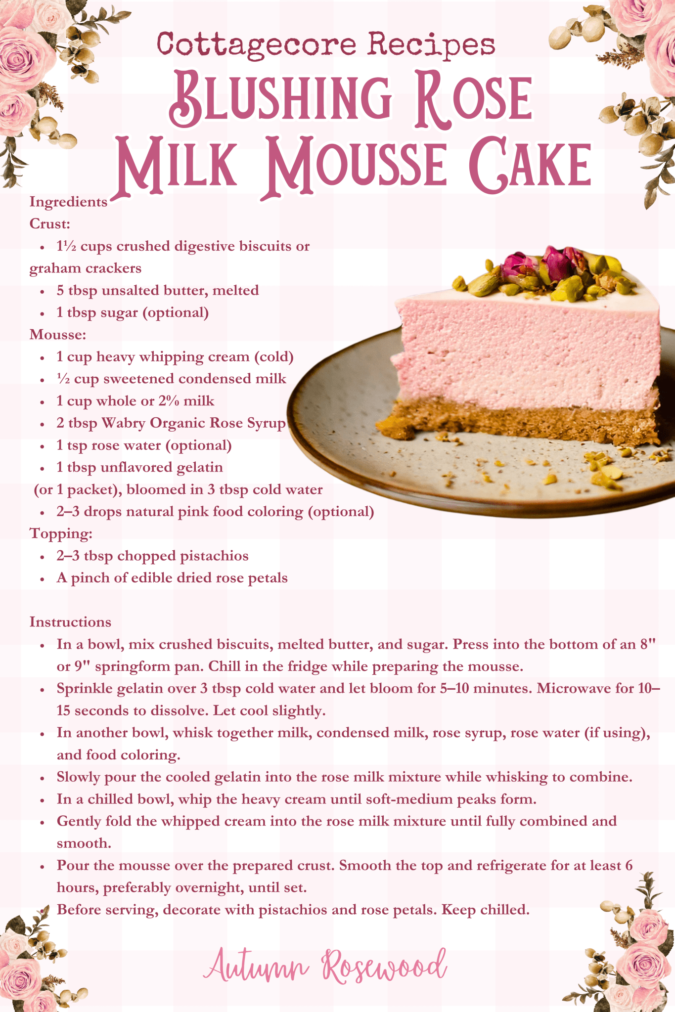 Rose Milk Mousse Cake (No-Bake, Light, and Dreamy) – Autumn Rosewood