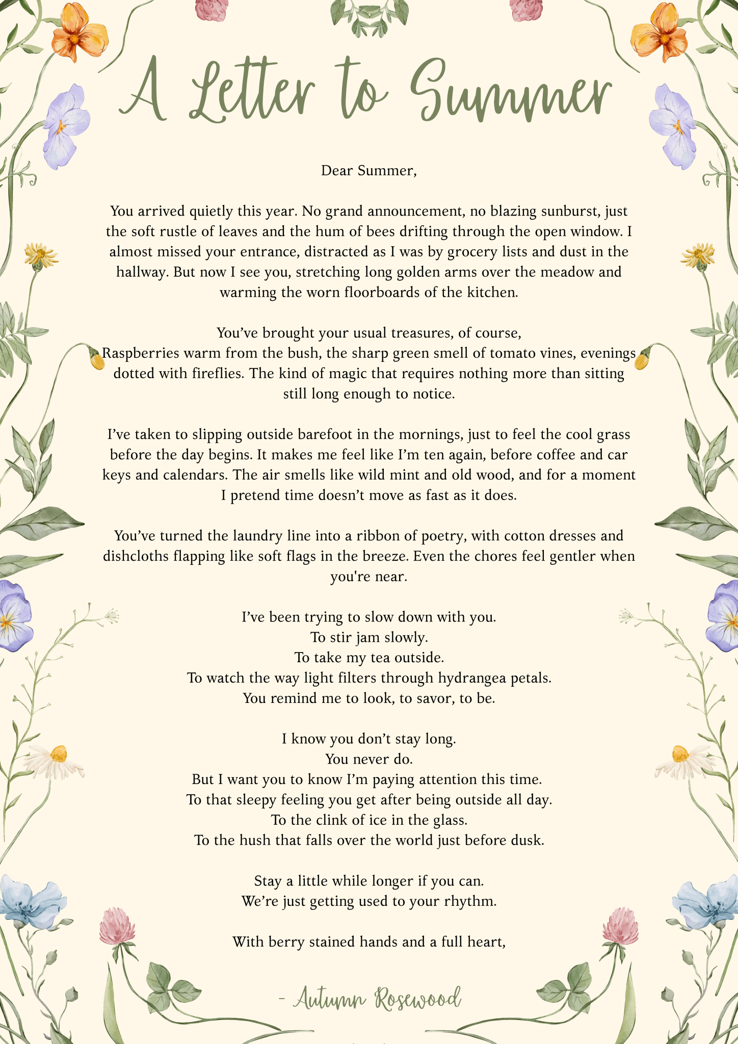 A Letter to Summer – Autumn Rosewood